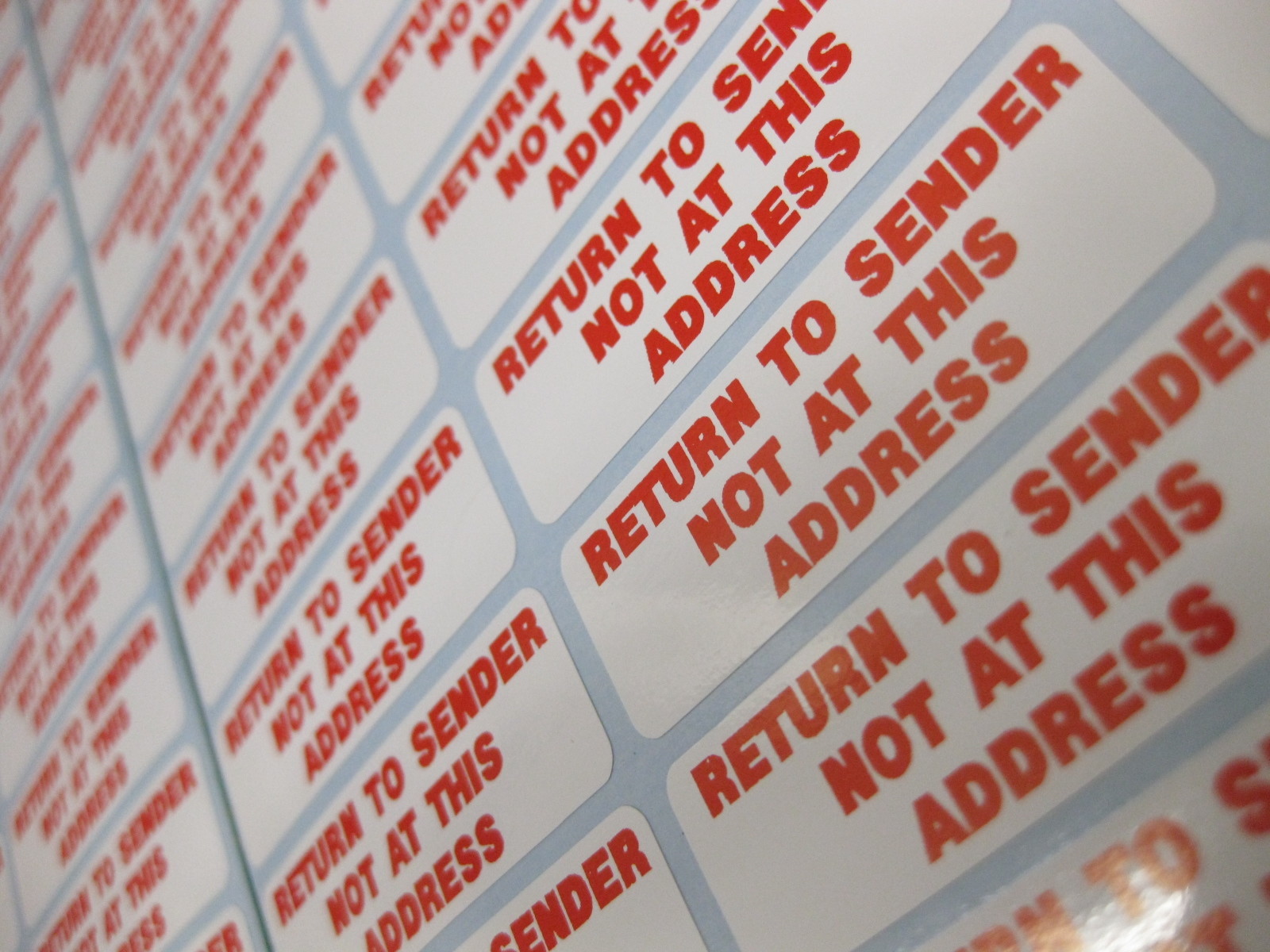 100 RETURN TO SENDER STICKERS 45mm x 15mm | eBay