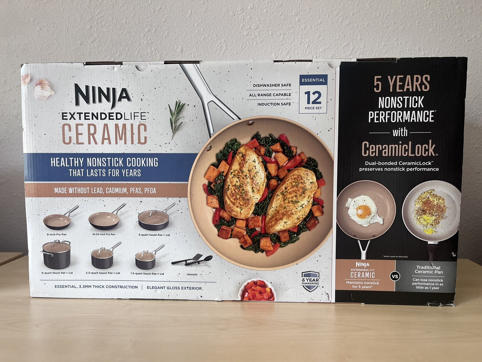 Ninja Extended Life Essential Ceramic 12-Piece Cookware Set CW89012 ...