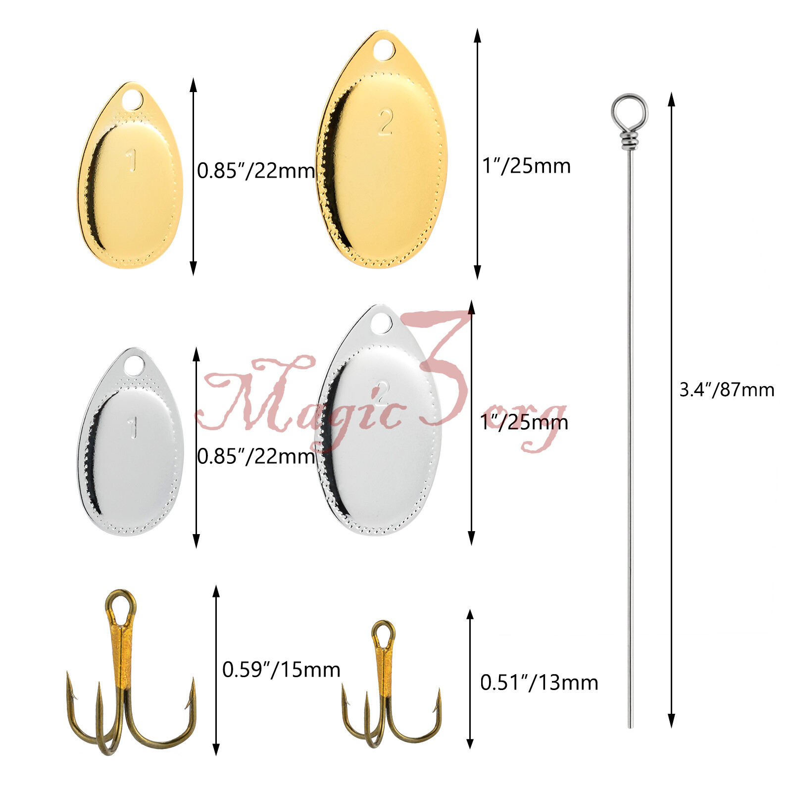 140pcs Inline Spinner Making Kit Spinnerbait Accessory Blades Clevis ...