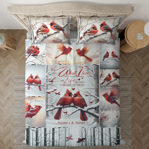 Personalized Cardinal Couple Bedding Set, Couple Cardinal Polyester ...