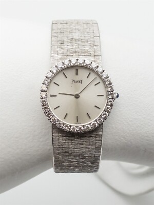 Vintage Piaget $20K 2ct Diamond 18k White Gold MIDSIZE 30mm Ladies ...