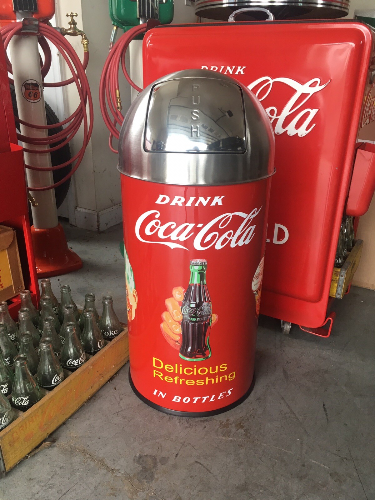 Coca Cola ICE COLD Trash Can SS TOP 12 Gal. 29" Tall | eBay