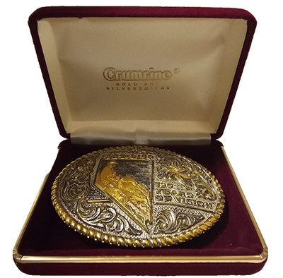 Crumrine Belt Buckle With Nevada 1864-1989 Western 22K Gold on Sterling ...