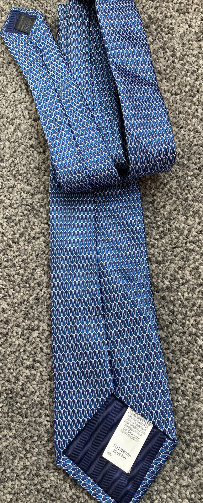 Mens Marks and Spencer 100% silk blue geometric smart tie 3" wide 58" long | eBay