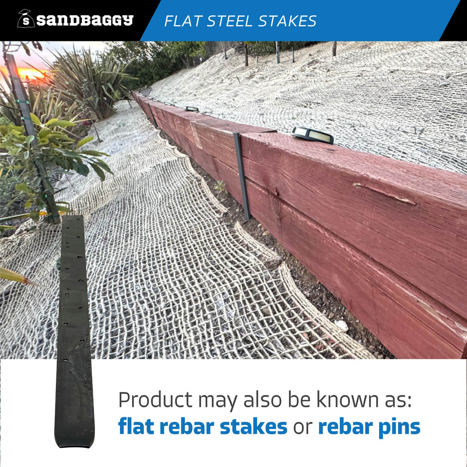 Sandbaggy 30" Flat Steel Stakes For Concrete Forms With Nail Holes ...