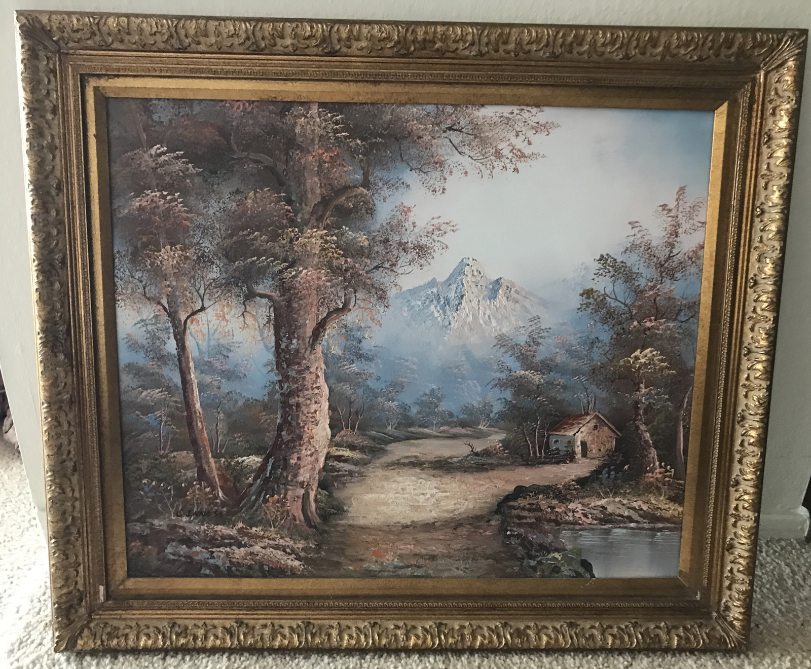 Beautiful C. Inness Oil On Canvas Remote Cabin Scene 20”by 24” | eBay