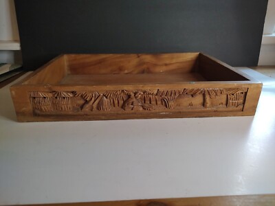 Vintage Tiki Box Tray With Tiki Man Tiki Hut And Tree Carvings Very ...