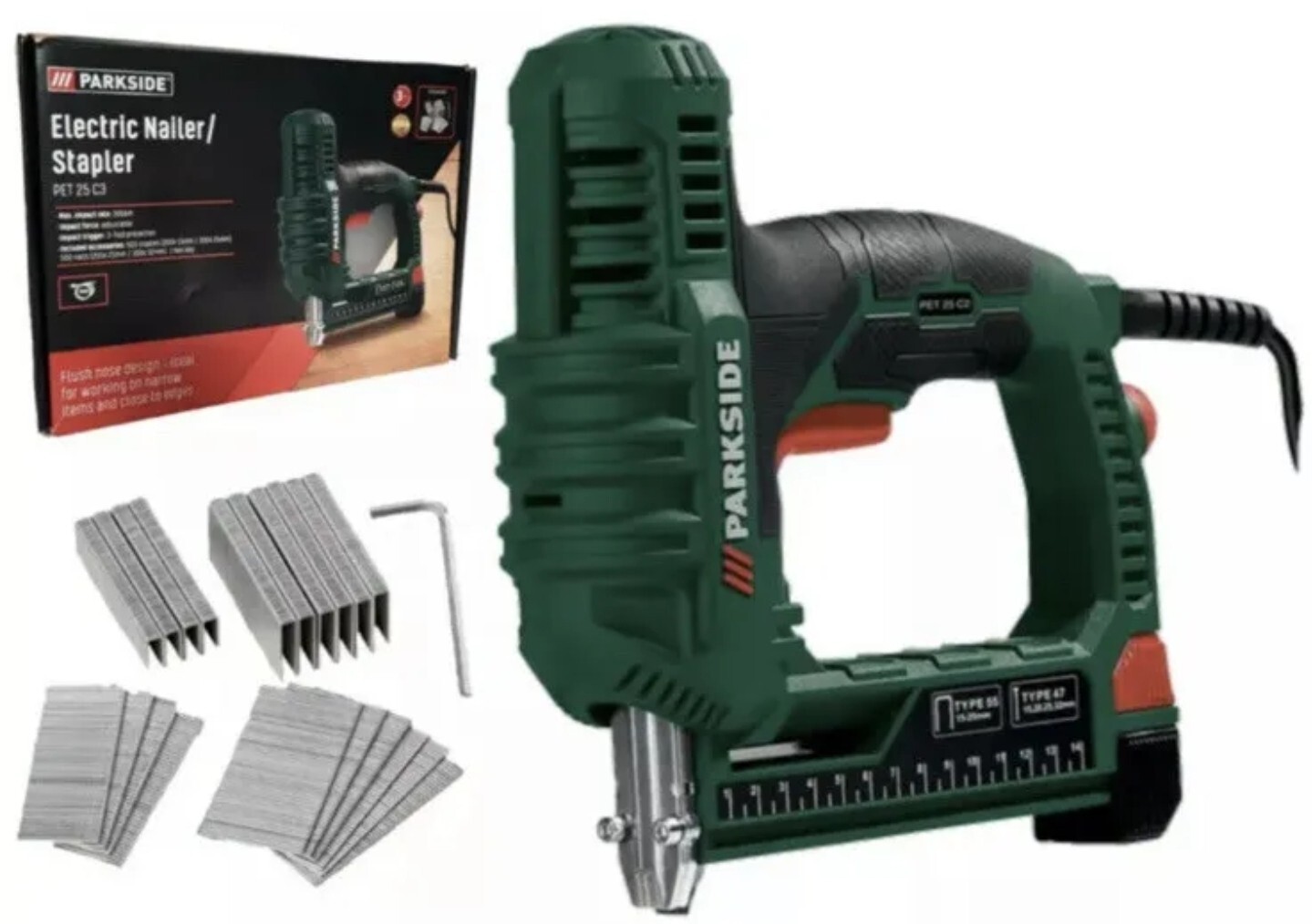 Parkside Electric Nailer Stapler Pet 25 C3 30bpm for sale online | eBay UK