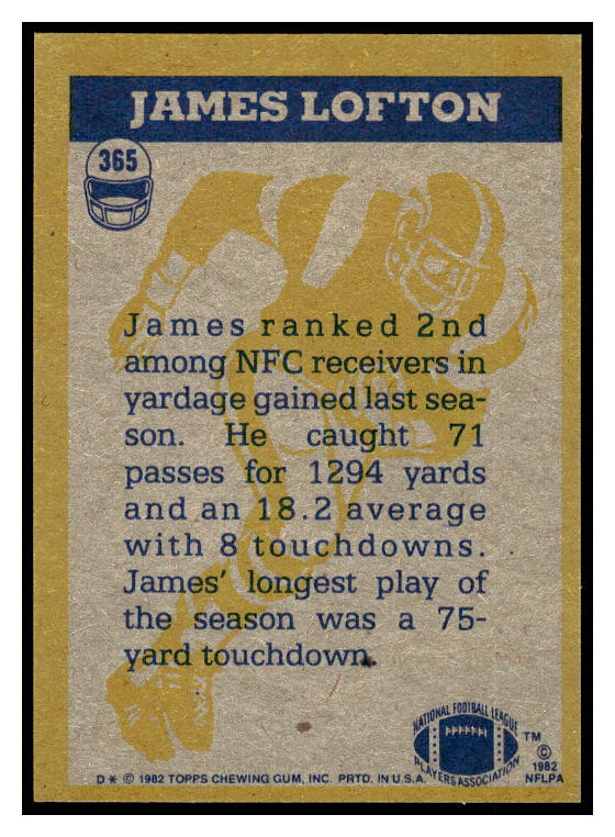 1982 Topps #365 James Lofton Green Bay Packers Excellent | eBay