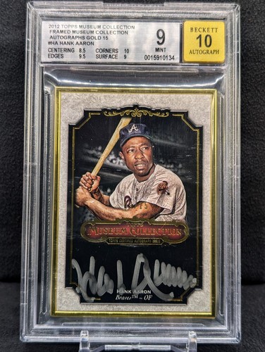 2012 Topps Museum Collection Hank Aaron GOLD Autograph /15 BGS 9/10 ...