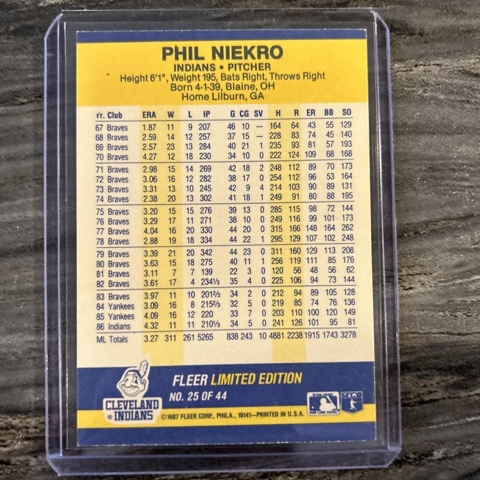 1987 Fleer Record Setters #25 Phil Niekro Cleveland Guardians | eBay