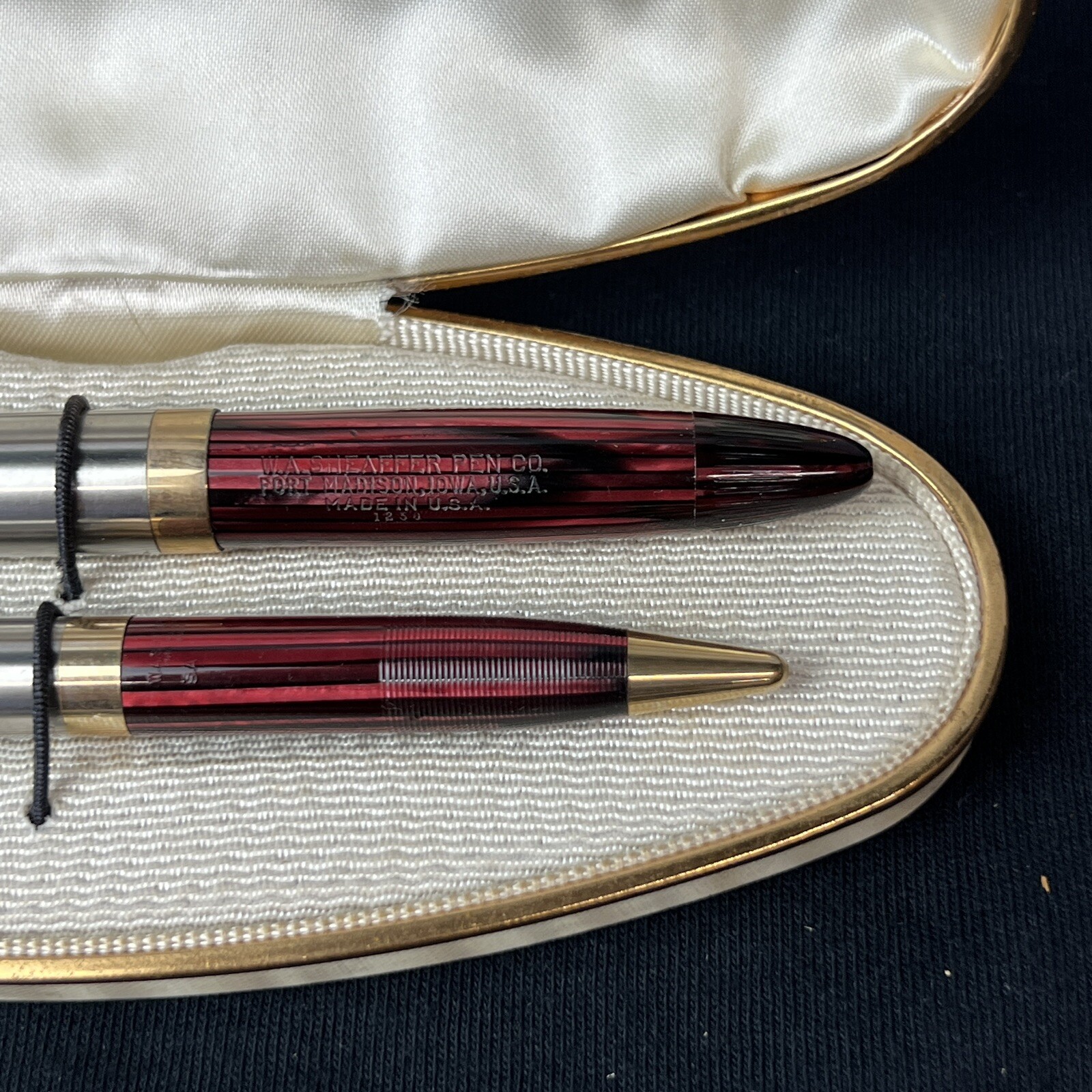 Vintage Sheaffer’s Pen & Pencil Set In Case 14K Nib Pen Red | eBay