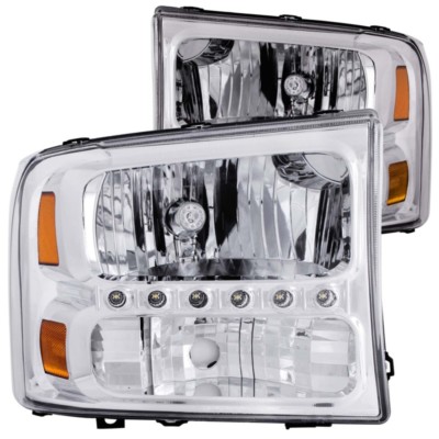ANZO for 2000-2004 Ford Excursion Crystal Headlights Chrome w/ LED 1pc ...