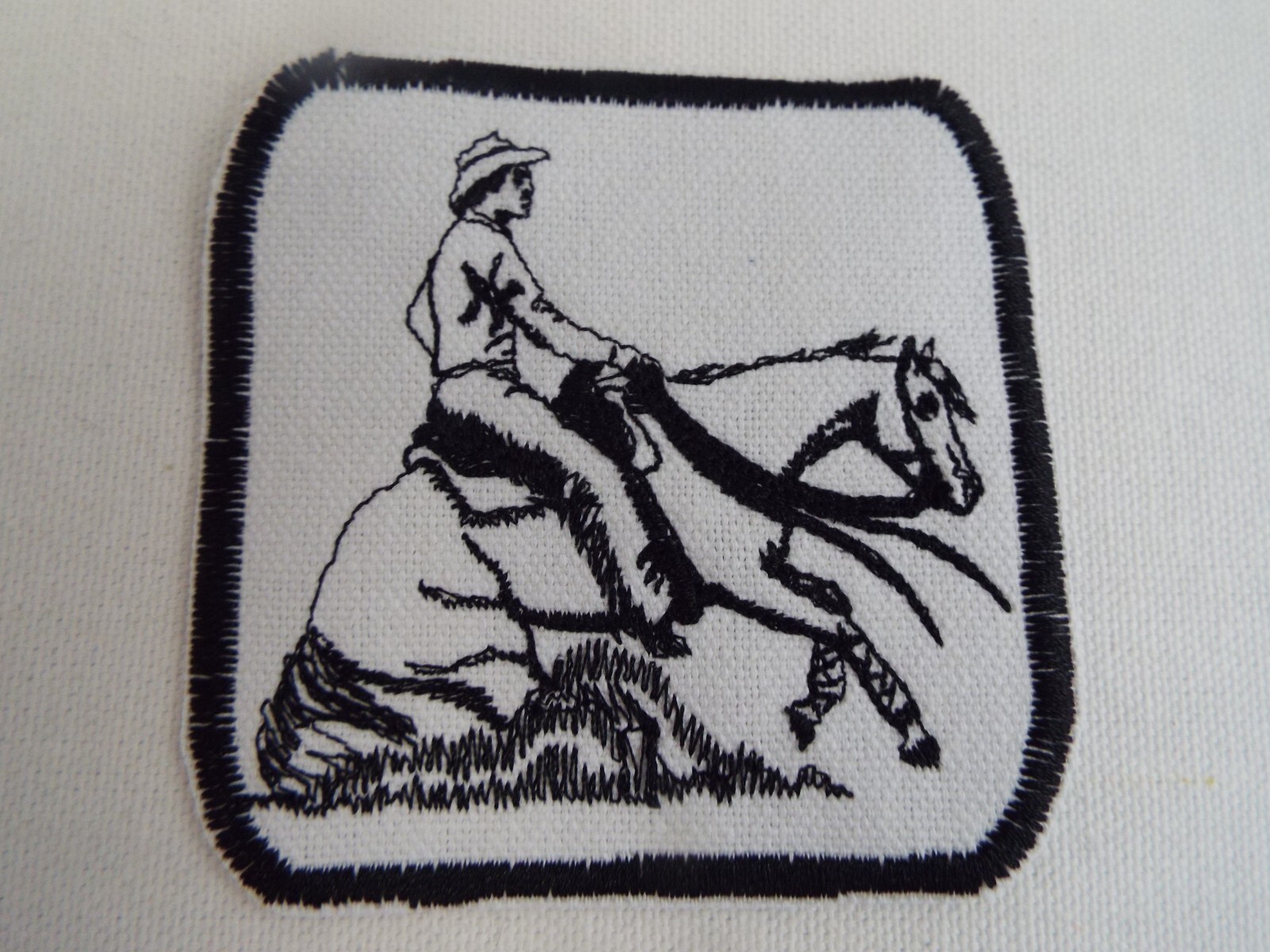 Western Cowboy Buckling Down Horse Sudden Stop Embroidered Iron On ...