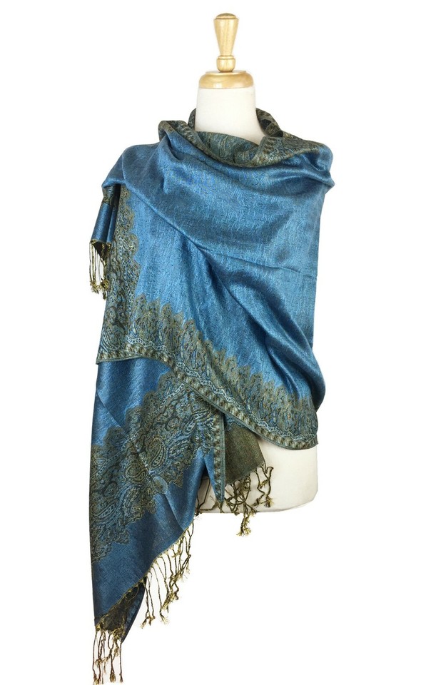 US-SELLER New Reversible Border Paisley Pash, Scarf Shawl Wrap Elegant ...