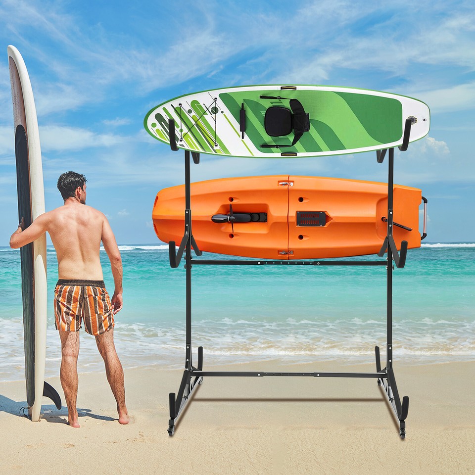 3 Tier Freestanding Kayak Storage Rack, Heavy Duty Kayak Storage Stand ...