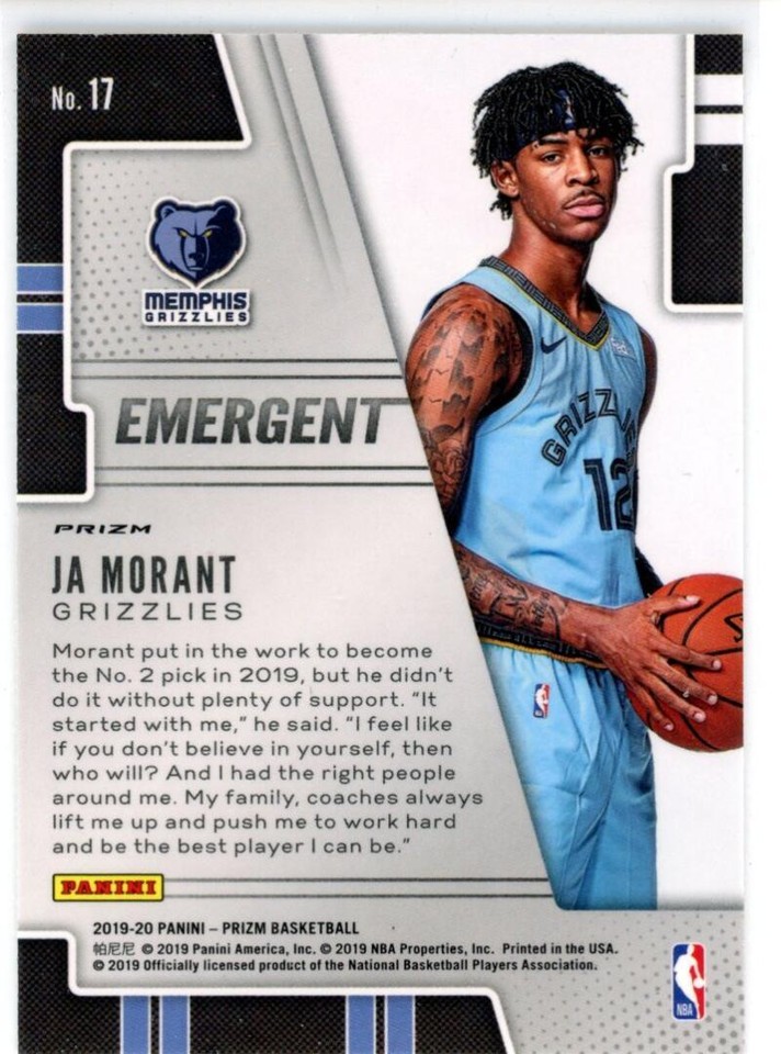 2019-20 Panini Prizm Emergent Prizms Silver #17 Ja Morant Grizzlies NM ...