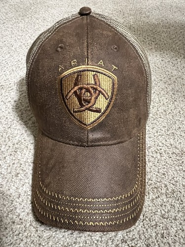 Ariat Men’s Oilskin Brown Mesh Hat-Excellent Condition | eBay