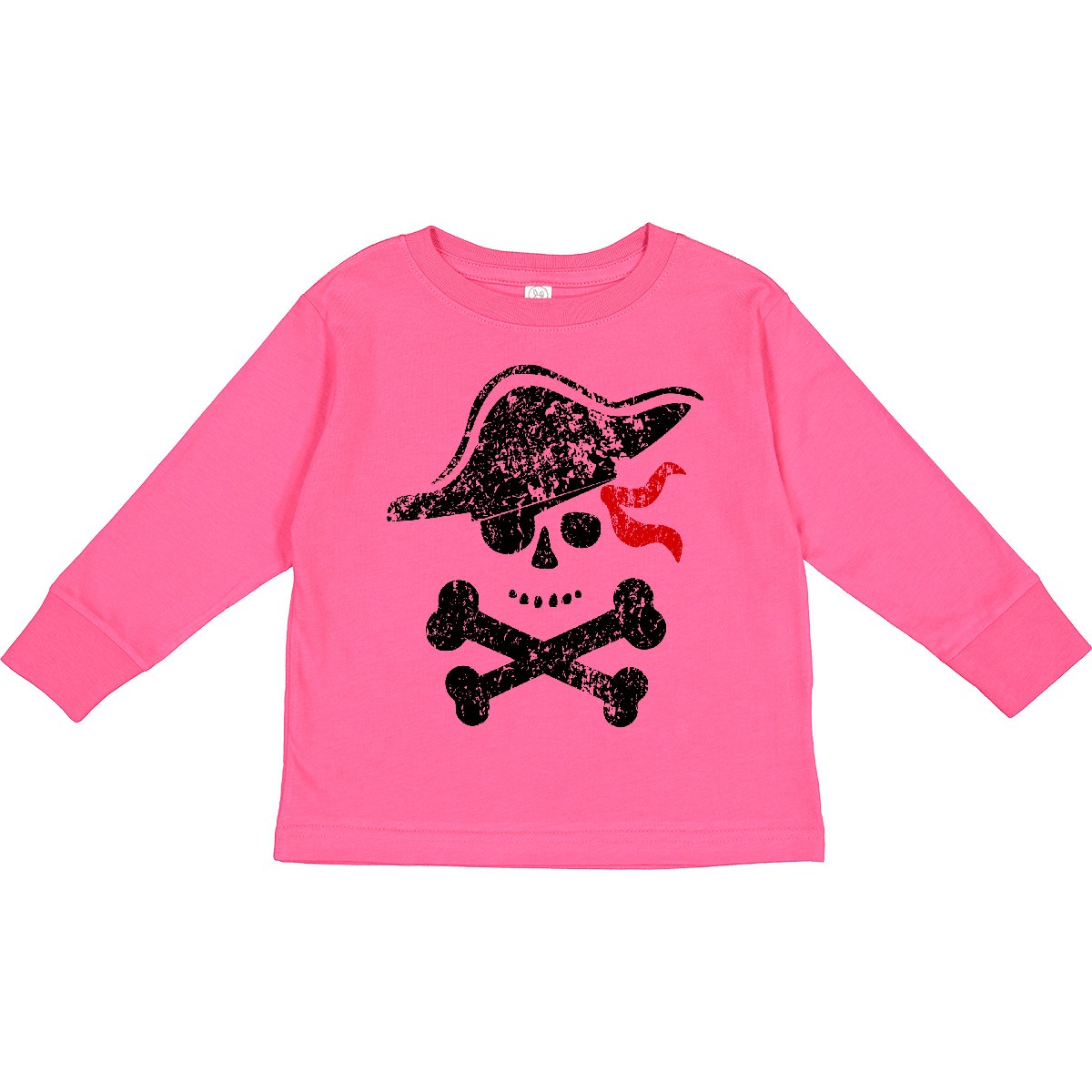 Inktastic Grunge Pirate Skull And Cross Bones Toddler Long Sleeve T ...