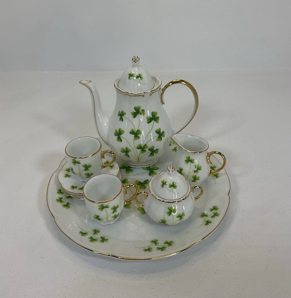 Vintage Miniature Shamrock Tea Set W/ Gold Trim | eBay