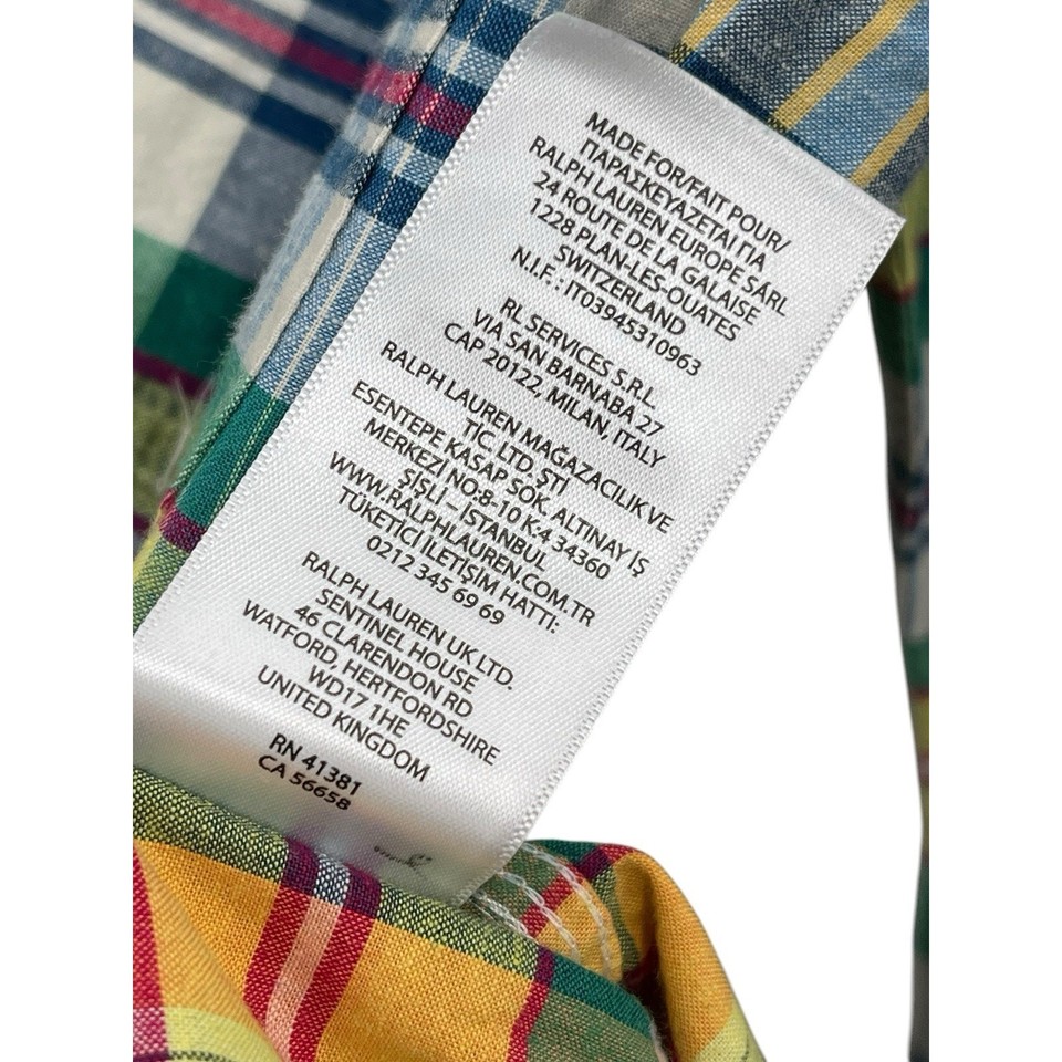 NWT Polo Ralph Lauren Bleeding Madras Plaid Shirt Classic Fit Indigo ...