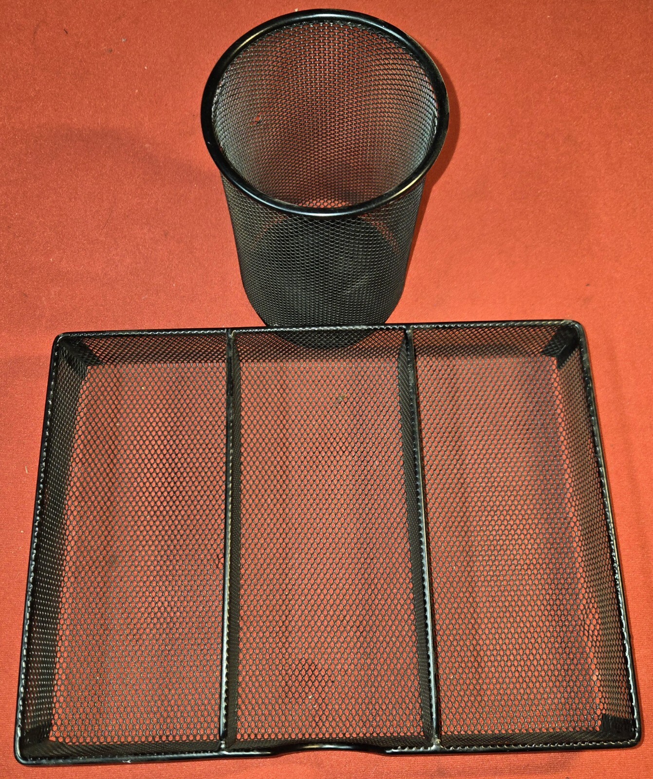 🌟 2 Pc Desk Organizer Set Black Wire Mesh Office Supplies | eBay