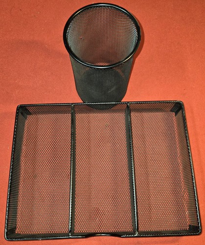 🌟 2 Pc Desk Organizer Set Black Wire Mesh Office Supplies | eBay