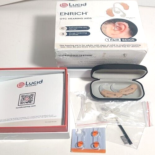 Lucid Hearing Enrich OTC Hearing Aids Behind-The-Ear Design Beige | eBay