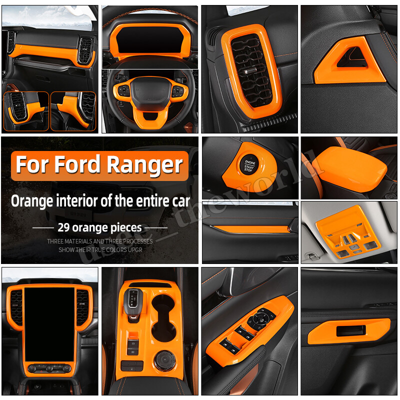 Orange Car Interior Steering Wheel Frame Cover Trim for Ford Ranger ...
