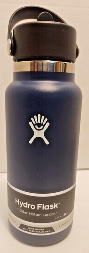 NEW IN BOX INDIGO HYDRO FLASK 32oz Wide Mouth Flex Straw Cap Insulated ...