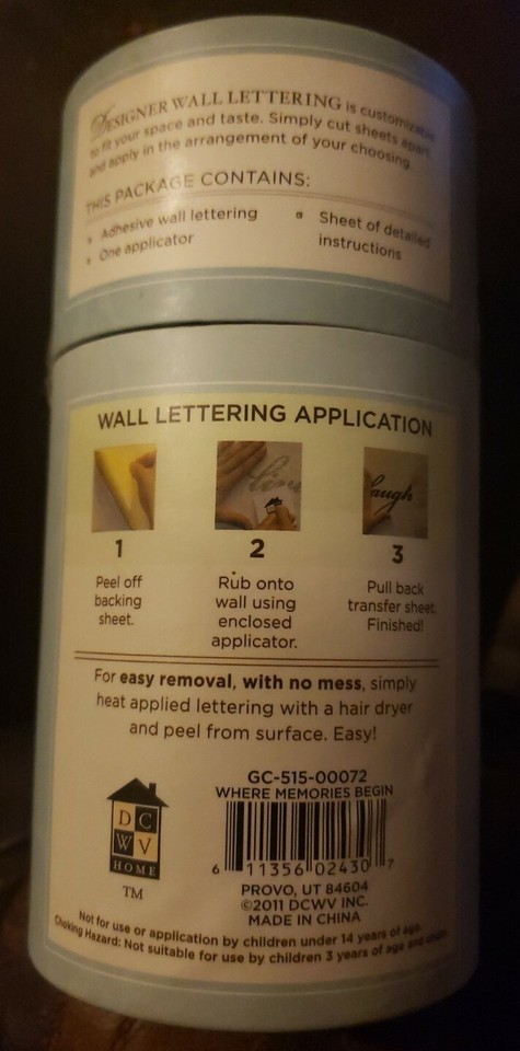 DCWV Home Removable Vinyl Wall Lettering HOME WHERE MEMORIES BEGIN 15×8 ...