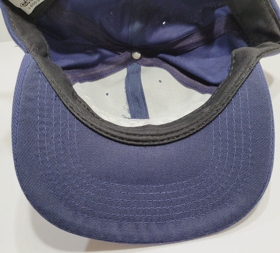 FLEXCO Logo Blue and White Embroidered Baseball Cap Hat Leather Strap Adjustable | eBay