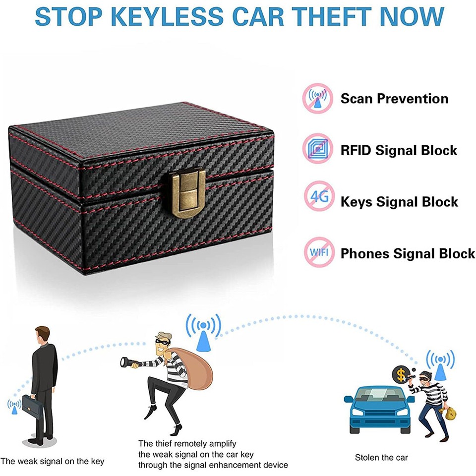 Faraday Box Keyless Car Key Signal Blocker Anti Thief Safe RFID ...