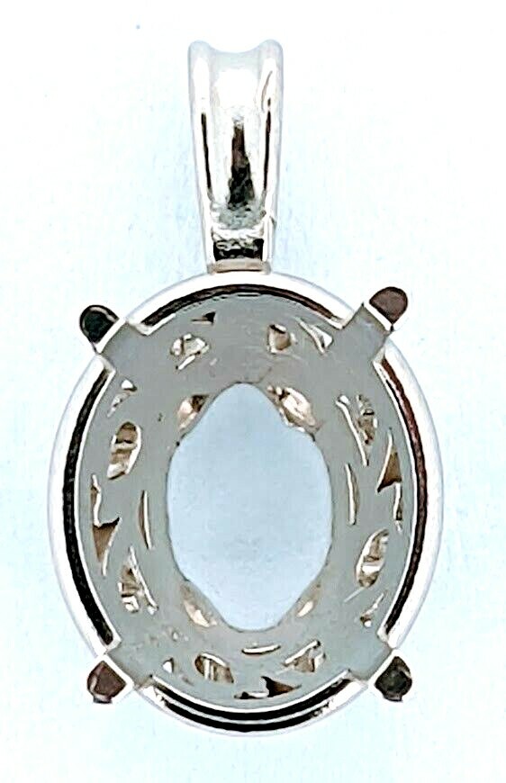 14K White Gold Oval Pendant Setting Laurel Scroll Pendant Mount 10x8mm ...