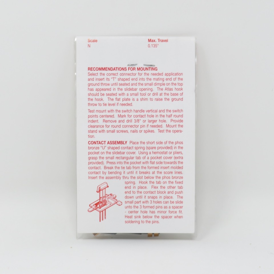 Caboose 224S Ground Throw Sprung 0.135" Travel for Atlas Code 55 N ...