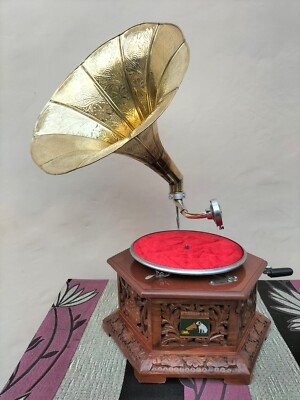 Antique Working Gramophone HMV Gramophone Player Phonograph Vinyl ...