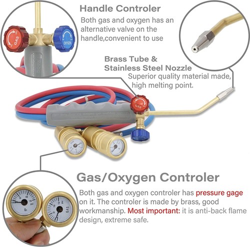 Oxygen MAPP Torch Kit W/ Pressure Meter W/ Tank Support, Glasses And ...