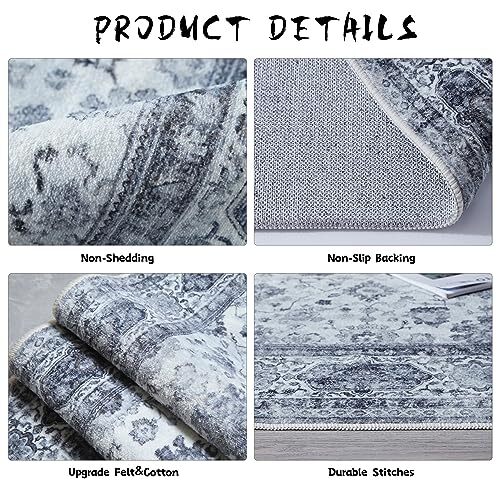 Runner Rug Hallway Runner Rug Washable Boho Rug Soft 2'6''x8' Grey and ...