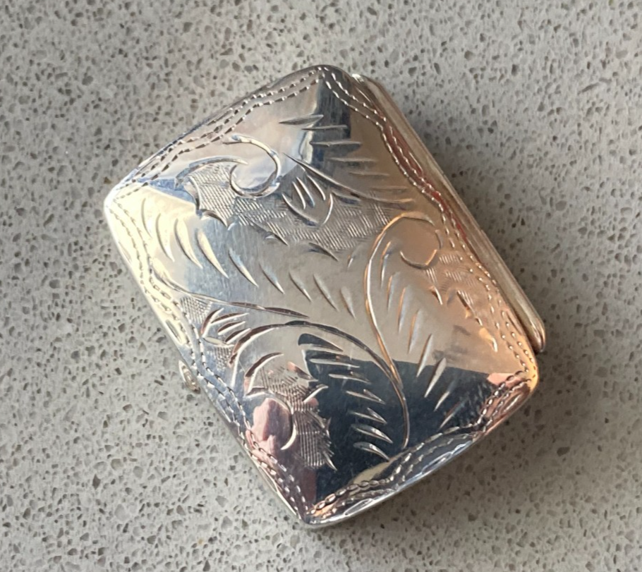 Vintage Engraved Sterling Silver Rectangle Pill Box | eBay