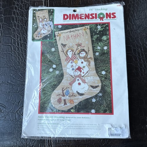 1996 Dimensions Cross Stitch Snow Family Stocking Kit 16" By Anne ...