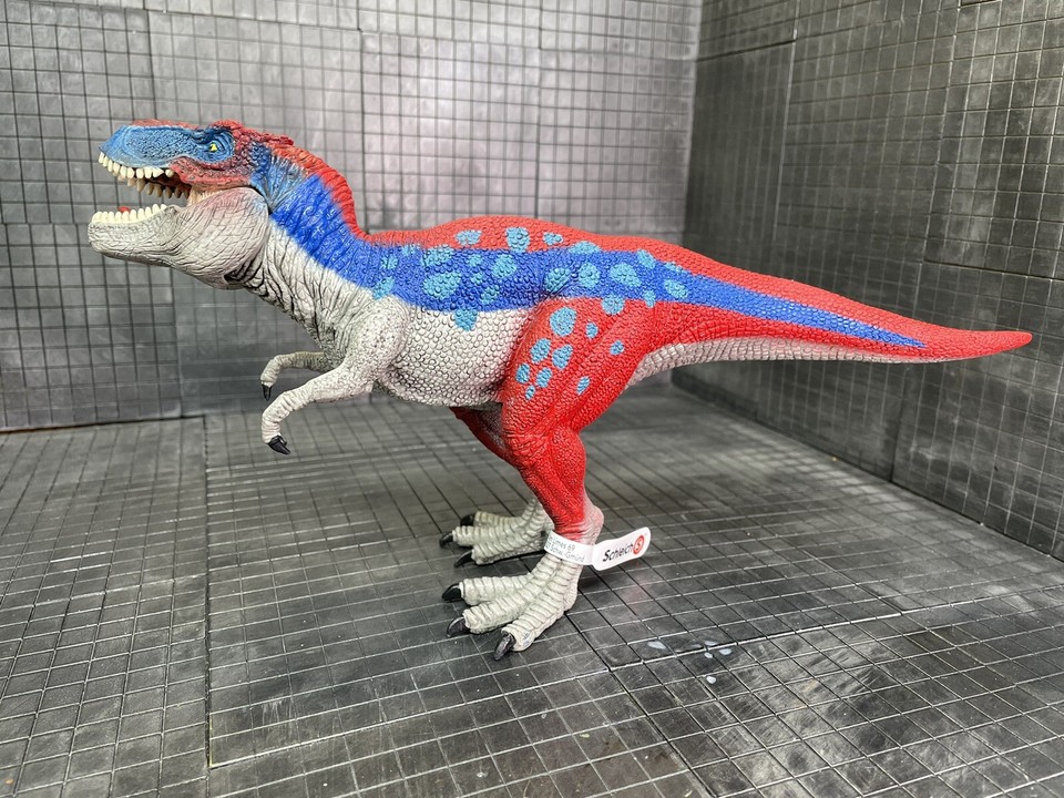 Schleich T-Rex Dinosaur Figurine Toy D-73527 Red & Blue | eBay
