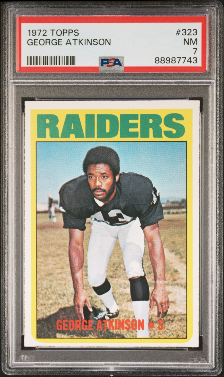 1972 TOPPS FOOTBALL #323 GEORGE ATKINSON RC ROOKIE OAKLAND RAIDERS PSA ...