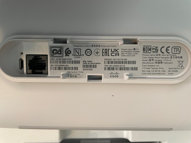 Cisco TTC5-15 Webex Room Navigator CS-T10-TS V03 with table stand for ...