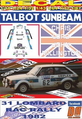 DECAL TALBOT SUNBEAM LOTUS C. LORD RAC R. 1982 14th (01) | eBay