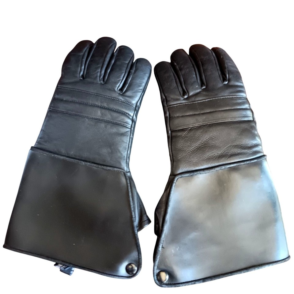 Men's Medium Biker Gauntlet Gloves Custom Chrome Motorcycle Leather ...