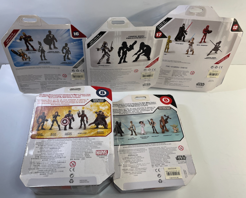 Disney Store TOY BOX Action Figures Hook R2D2 Wasp Venomized Hulk Goofy ...