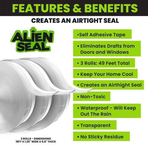 Alien Door Window Seal Tape Draft Sealing Strip Clear Adhesive ...
