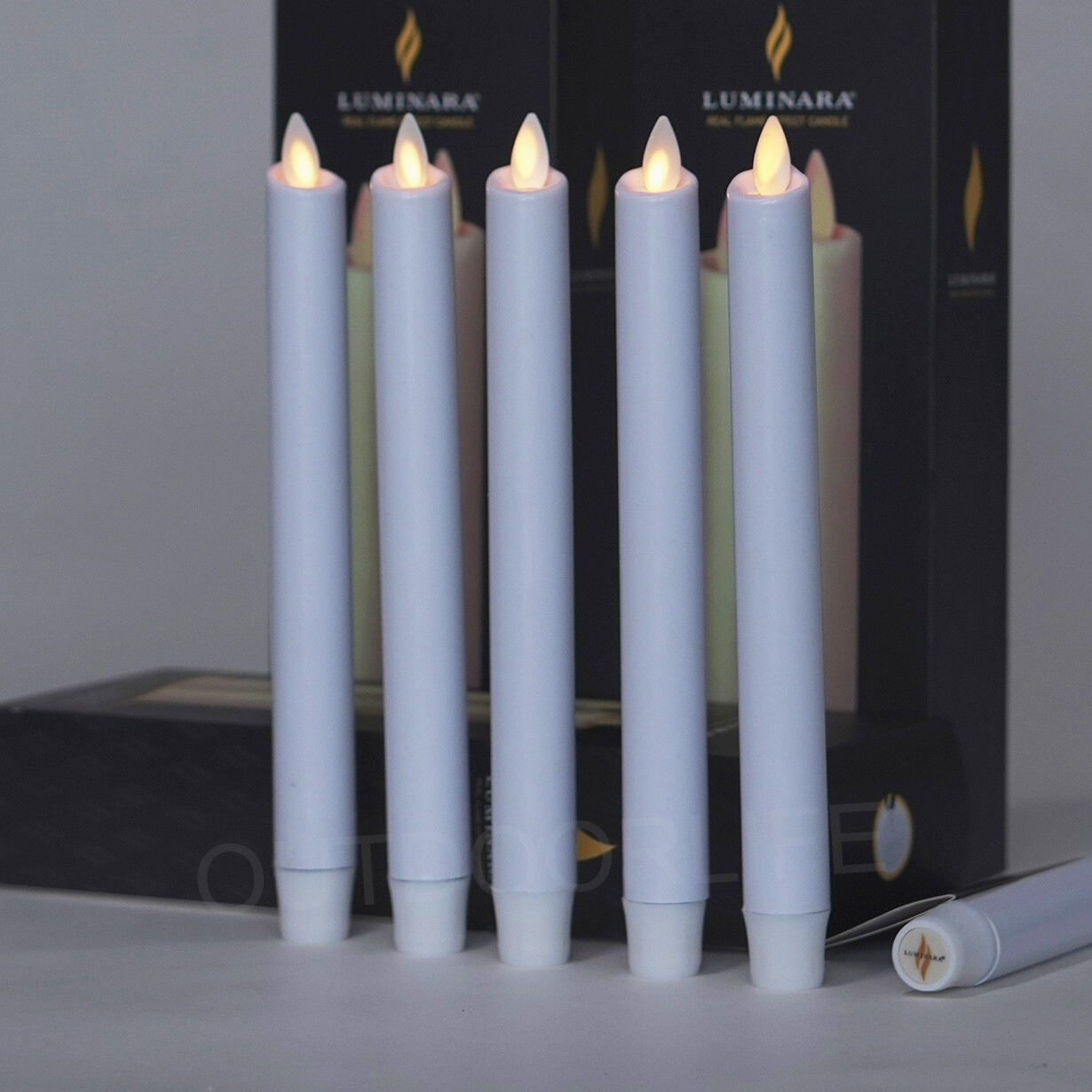 Luminara Flameless Wax Taper Candles Moving Wick for Home Decor 8" Set ...