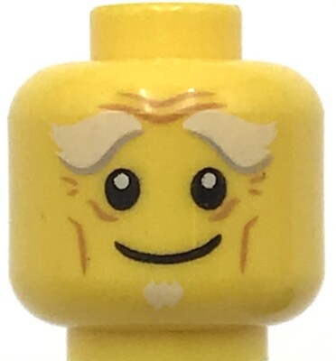 Lego New Yellow Minifigure Head Dual Sided White Bushy Eyebrows Goatee ...