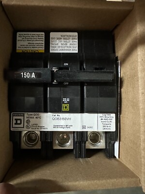 NEW IN BOX Square D QOB3150VH 150A 3 Pole Bolt On Circuit Breaker ...